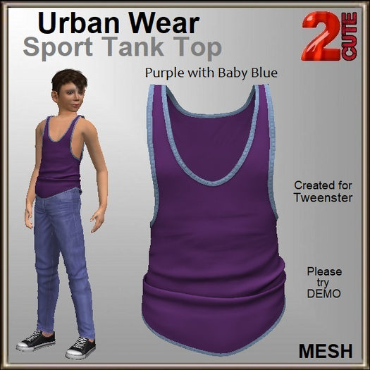 Second Life Marketplace - Urban Wear Sport Tank Top [2cute] Purple -BB-